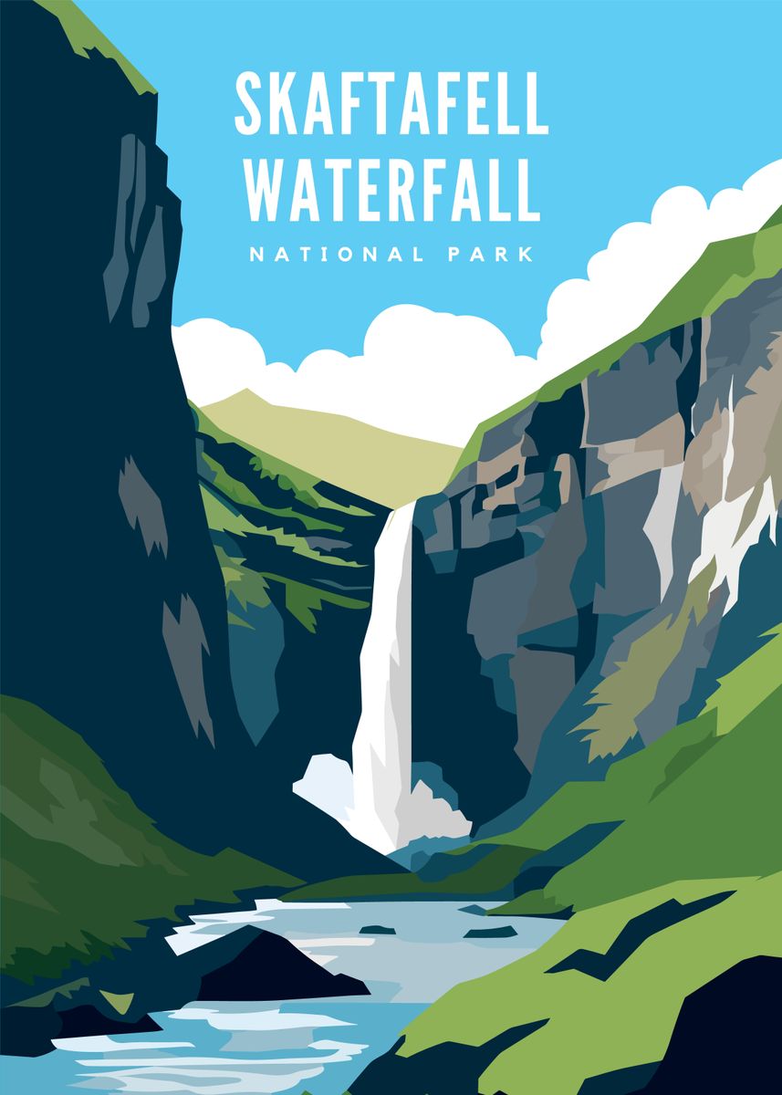 'Skaftafell Waterfall NP' Poster, picture, metal print, paint by Mark ...