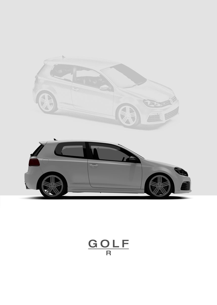 '2010 VW Golf R Mk6 White' Poster, picture, metal print, paint by 21 ...