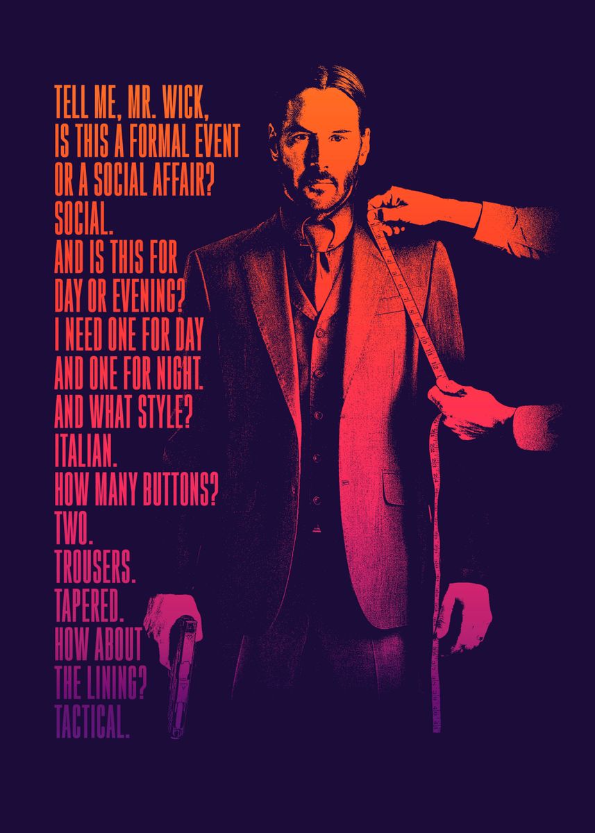 'Tell Me, Mr. Wick' Poster, picture, metal print, paint by John Wick | Displate