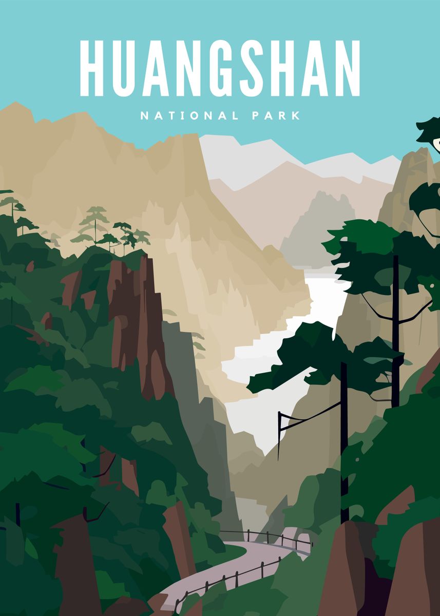 'Huangshan National Park' Poster, picture, metal print, paint by Mark Vincent Verallo | Displate