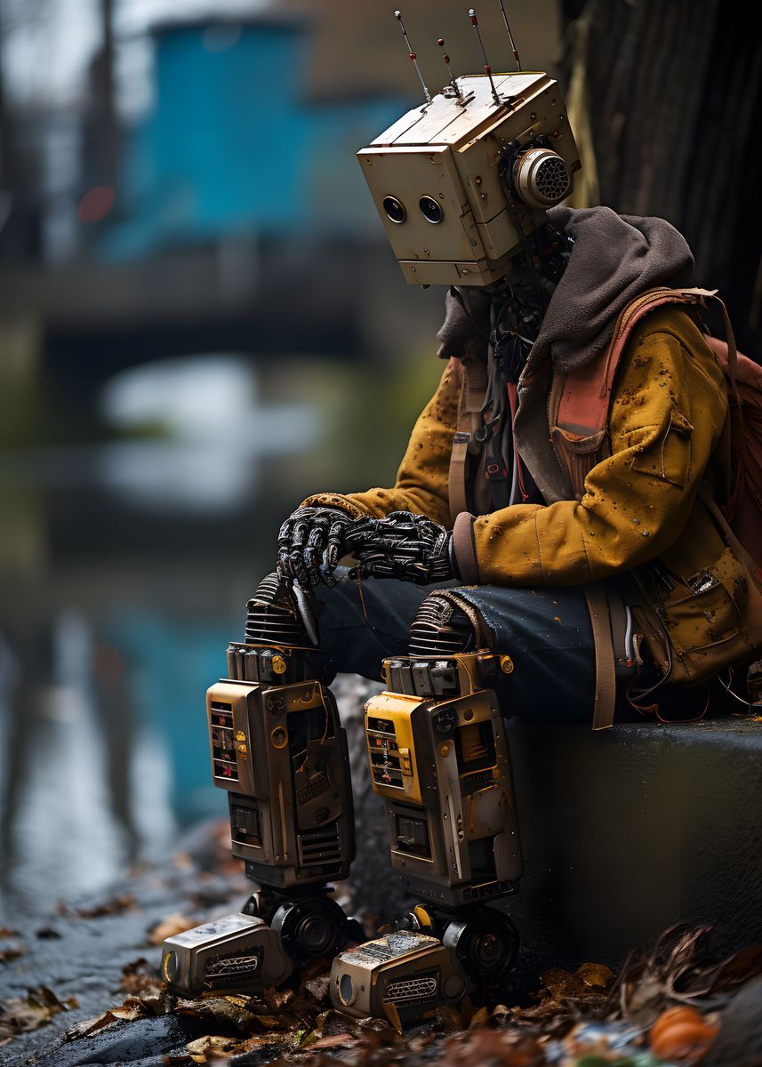 'Homeless Robot' Poster, picture, metal print, paint by David Godbehere ...
