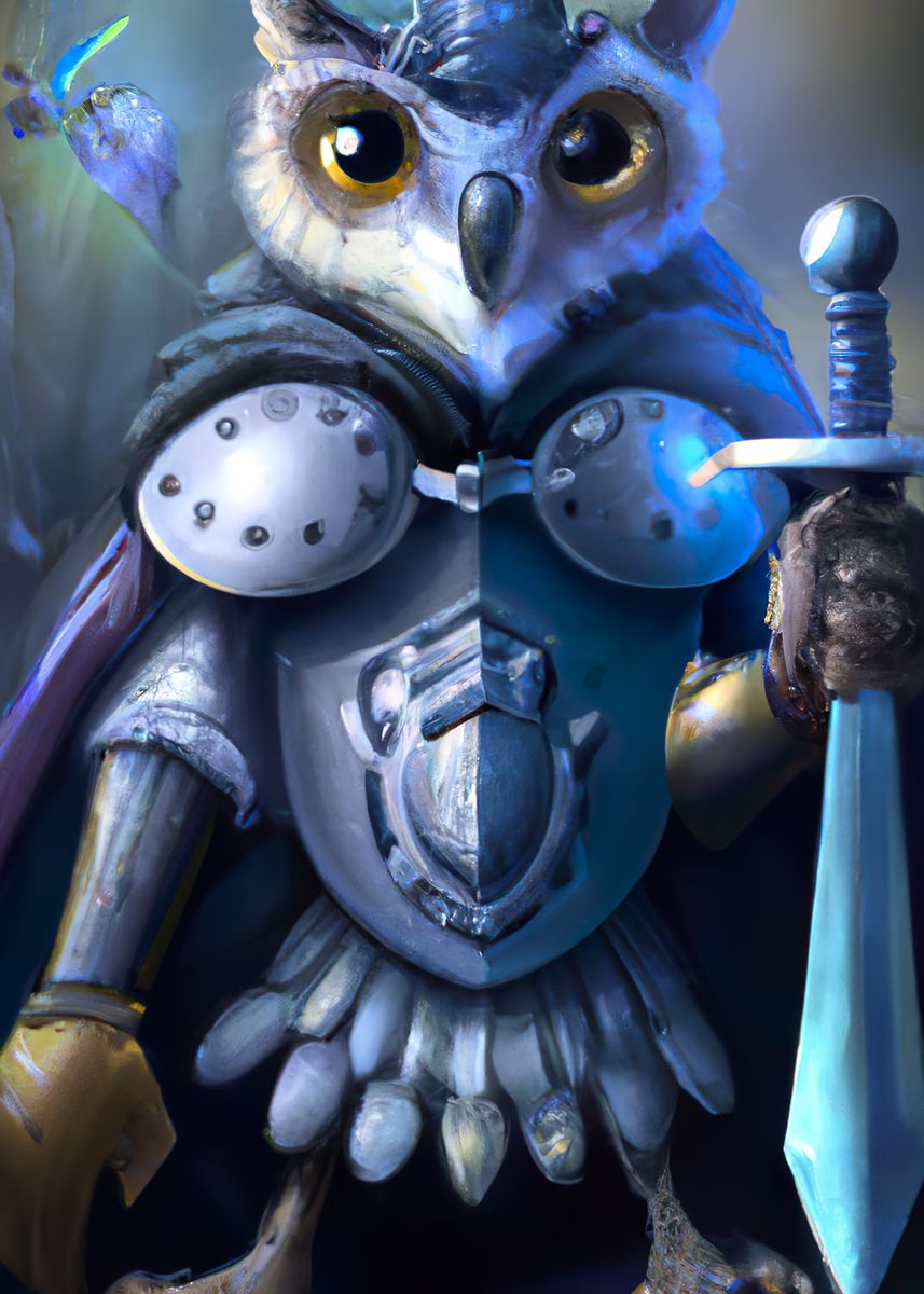 'Knight Owl' Poster, picture, metal print, paint by maxdesign | Displate