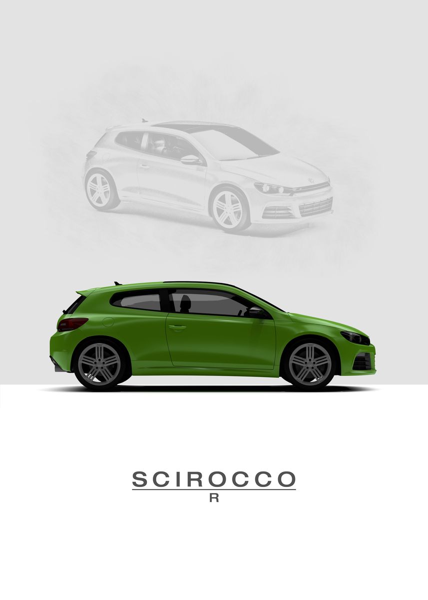 '2011 VW Scirocco R Green' Poster, picture, metal print, paint by 21 ...