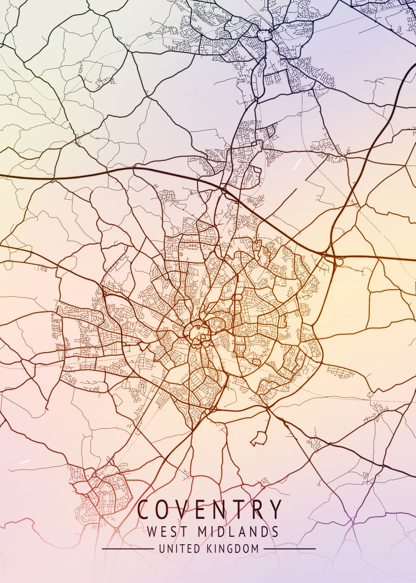 'Coventry UK City Map' Poster, picture, metal print, paint by Gigi Bgm ...