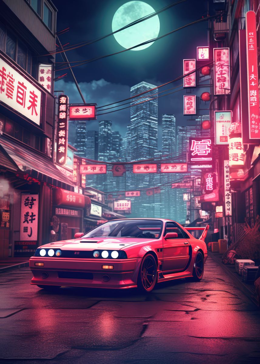 'Retro neon sunset' Poster, picture, metal print, paint by Barry Allen ...