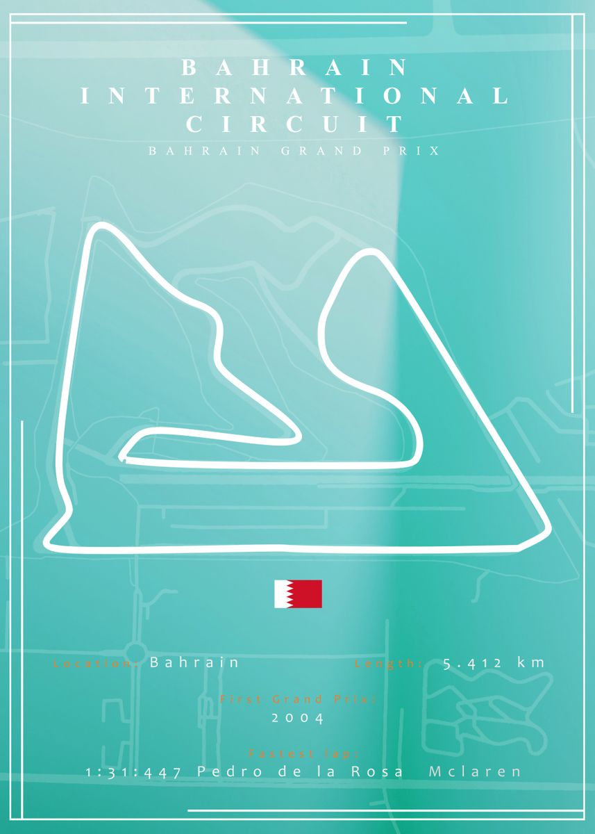 'Bahrain F1 Track Map ' Poster, picture, metal print, paint by Vineet ...