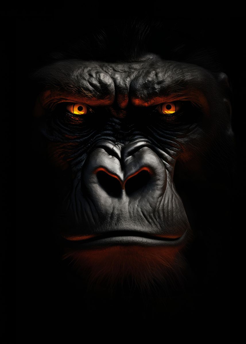 'Menacing Gorillas Gaze' Poster, picture, metal print, paint by ...