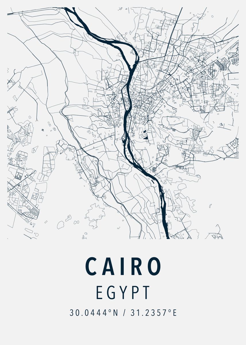 'cairo simple map' Poster, picture, metal print, paint by Denise ...