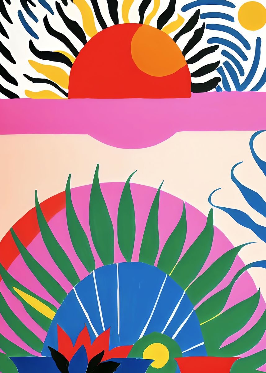 'Abstract Paper Sunset' Poster, picture, metal print, paint by ...