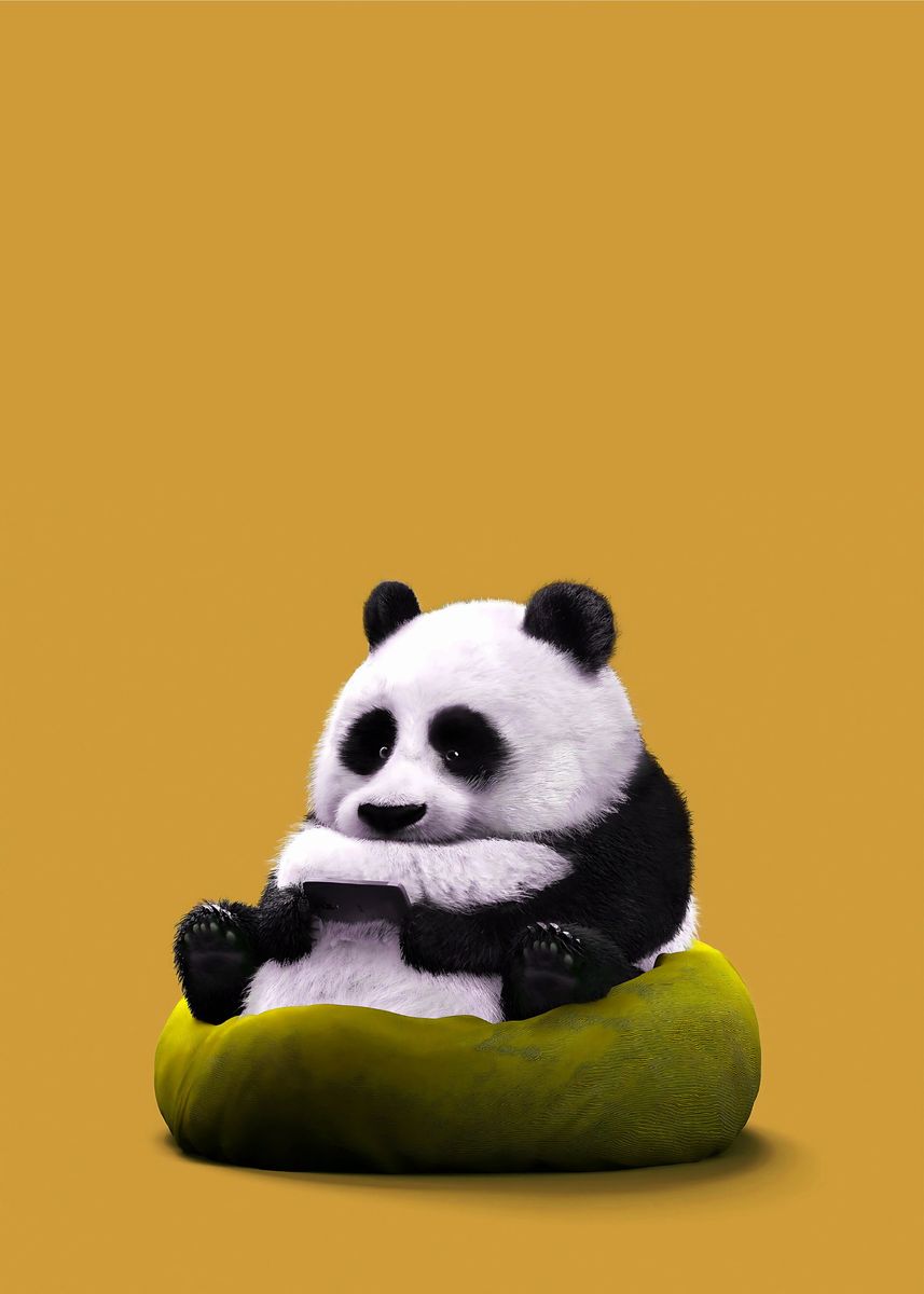 'Lazy Panda' Poster, picture, metal print, paint by HOLOSOMNIA | Displate