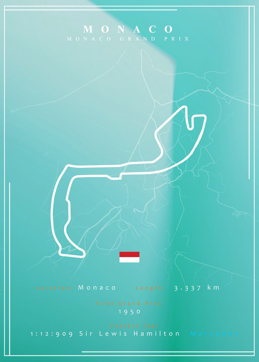 'Monaco F1 Track Map poster' Poster, picture, metal print, paint by ...