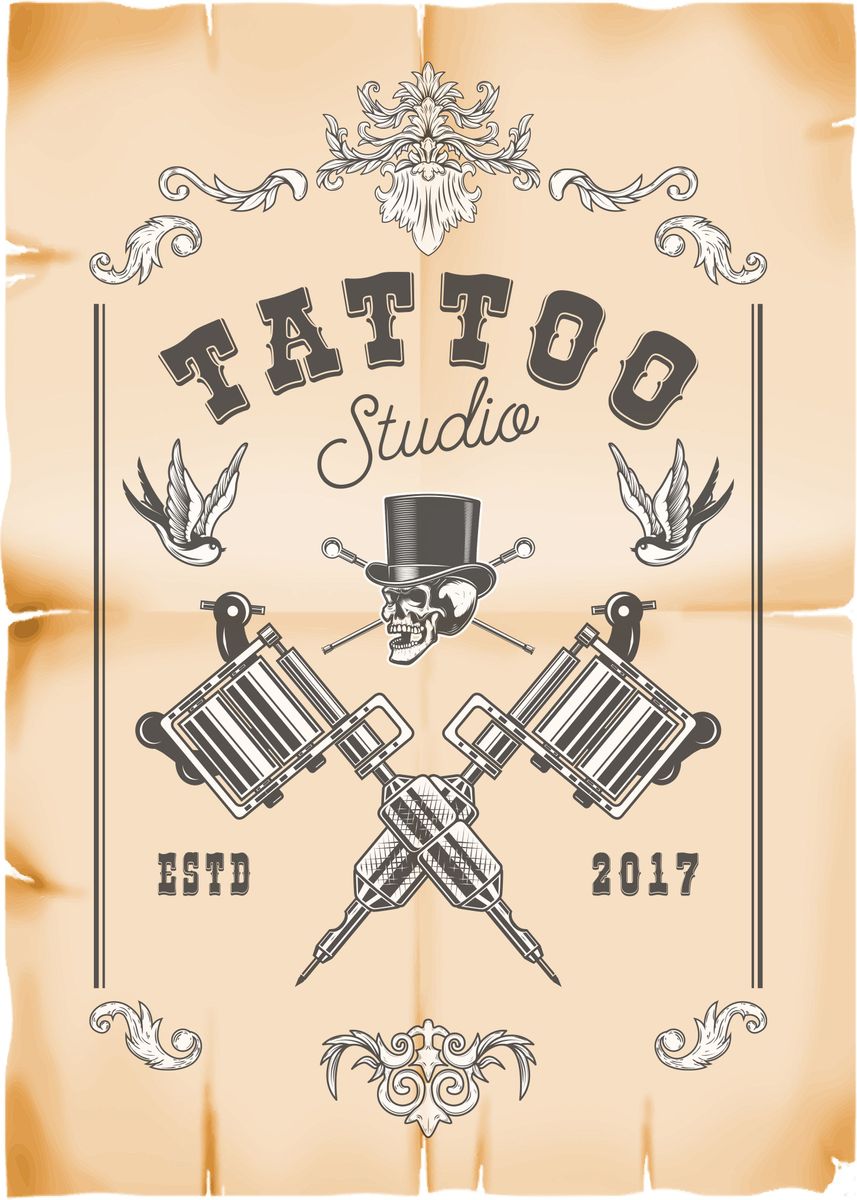 'Tattoo studio poster ' Poster, picture, metal print, paint by ...