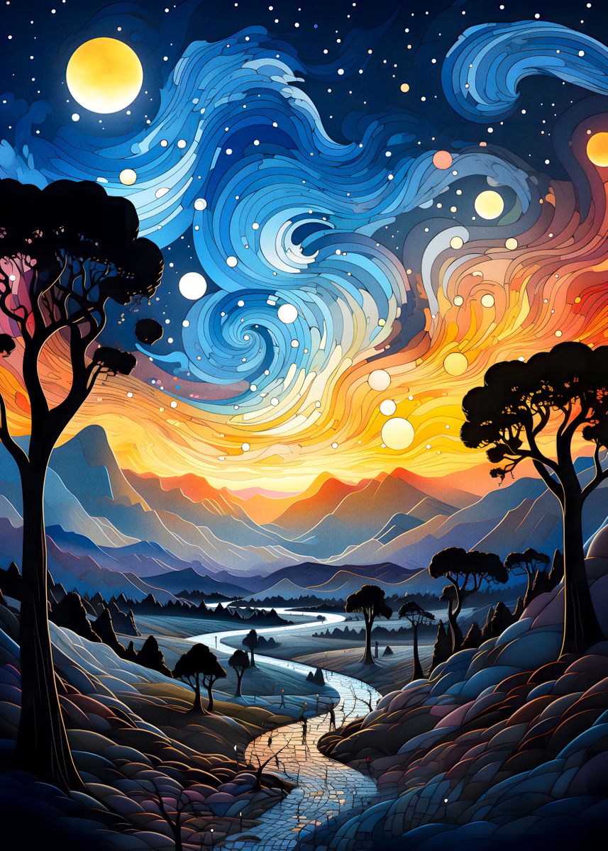 'Celestial Charm' Poster, picture, metal print, paint by Steel Canvas ...