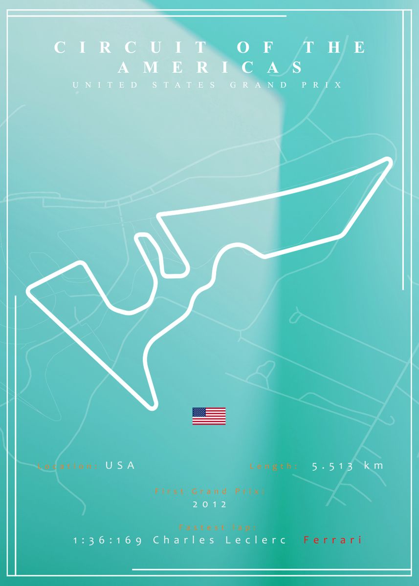 'US F1 Track Map ' Poster, picture, metal print, paint by Vineet Suresh ...