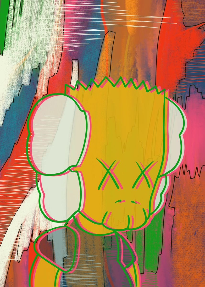 'Kaws Dolls unique abstrac' Poster, picture, metal print, paint by masn ...