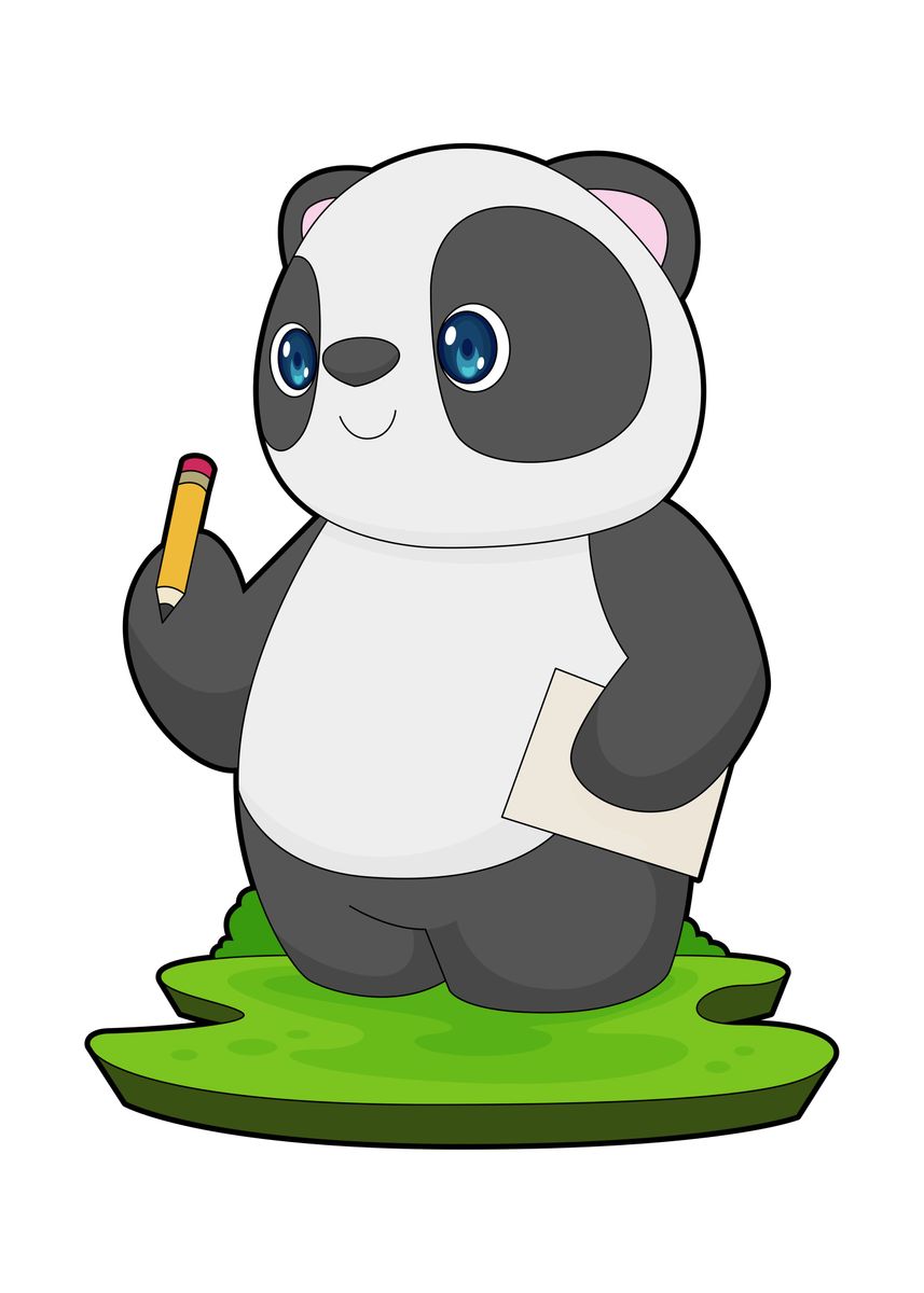 'Panda Pencil Paper' Poster, picture, metal print, paint by Markus ...