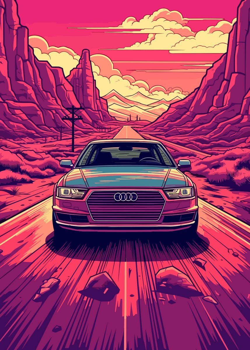 'Car Retro Synthwave' Poster by Oliver Qo | Displate