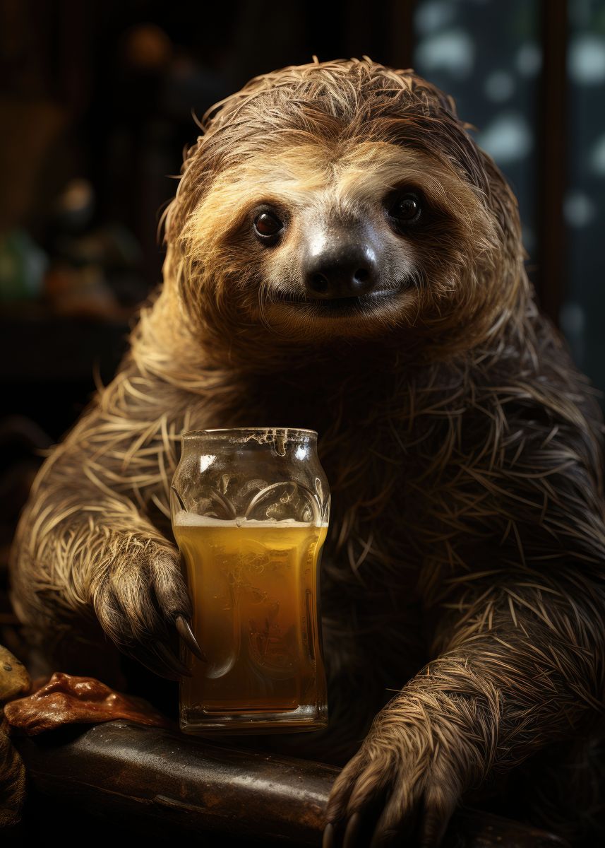 'Sloth Pub and Ale' Poster, picture, metal print, paint by Jensen Art ...