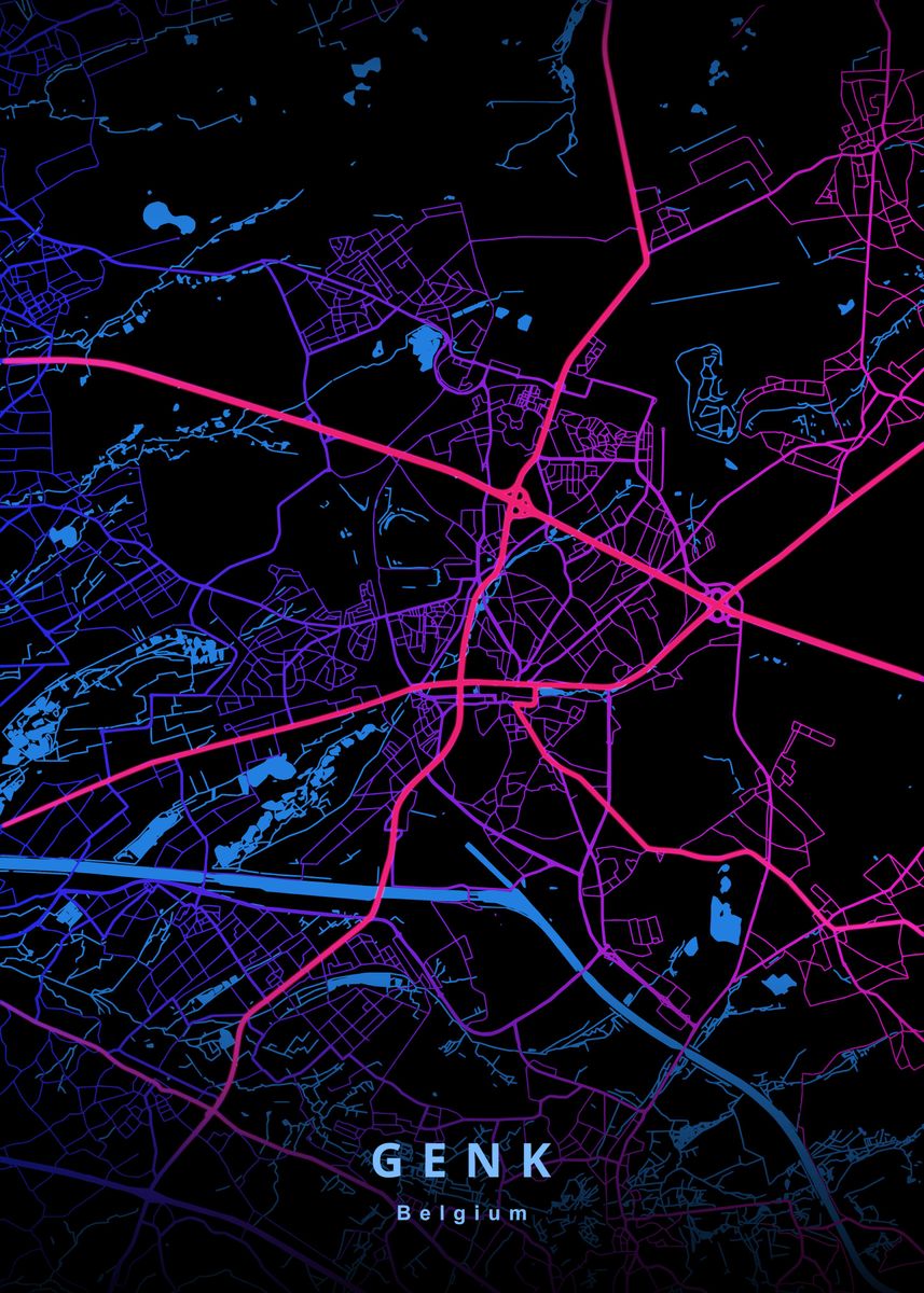 'Genk Belgium Map' Poster by Deeo | Displate