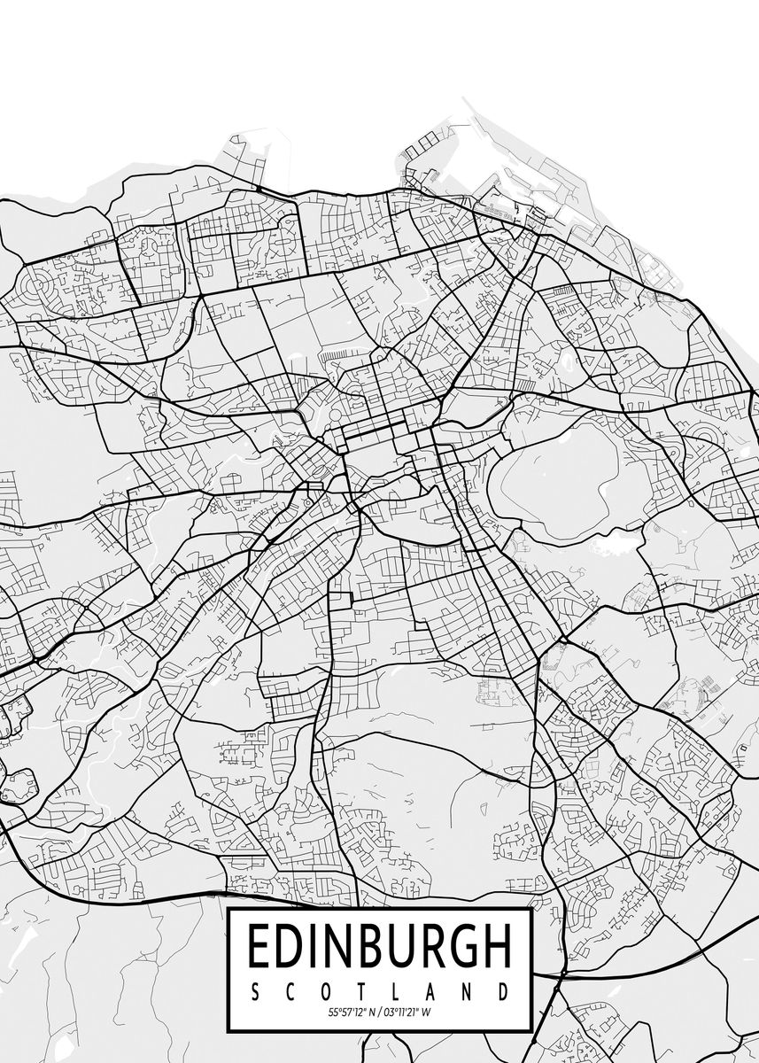 'Edinburgh City Map Light' Poster, picture, metal print, paint by deMAP ...