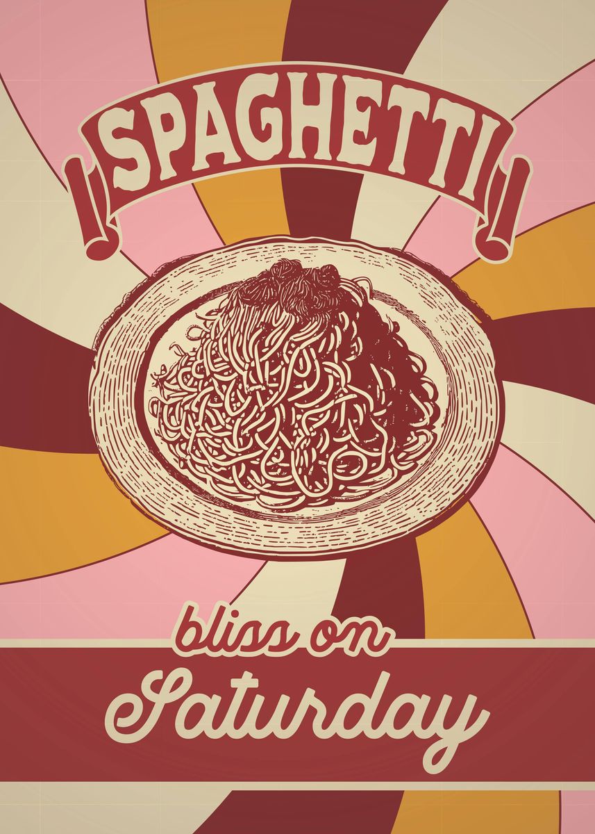 'Spaghetti Saturday Kitchen' Poster, picture, metal print, paint by ...