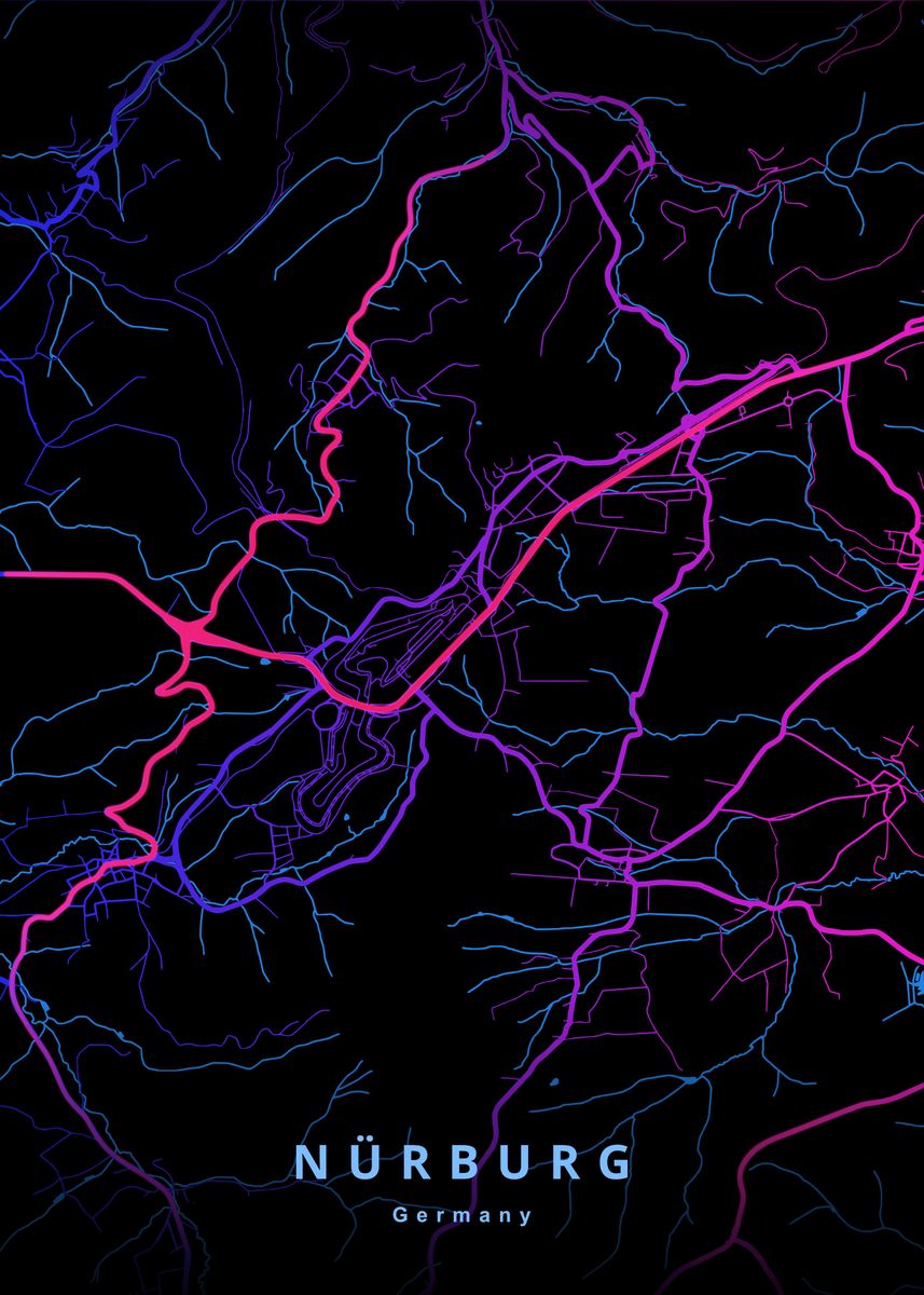 'Nurburg Germany Map' Poster, picture, metal print, paint by Deeo ...