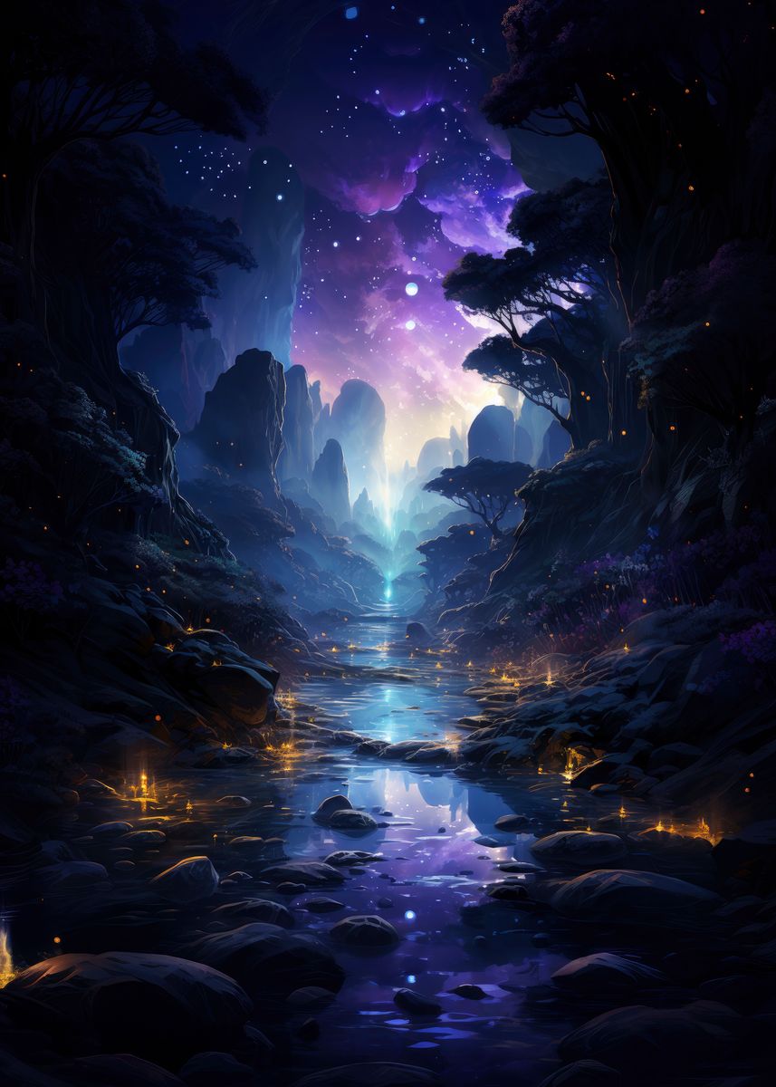 'Magical Forest' Poster, picture, metal print, paint by KyzArt | Displate