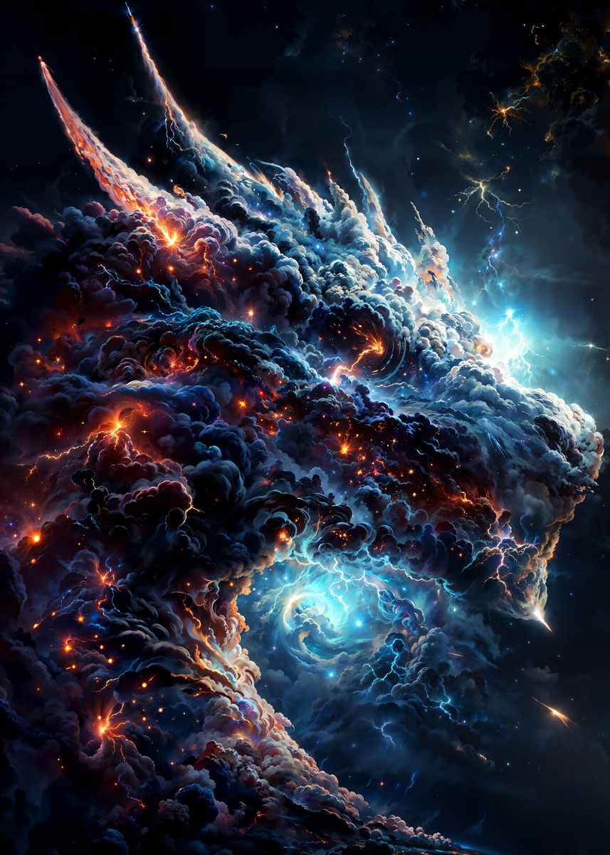 'Blue Space Dragon' Poster, picture, metal print, paint by DervlexArt ...