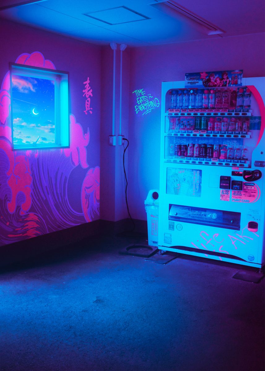 'Moon cyan light' Poster, picture, metal print, paint by Funglazie ...