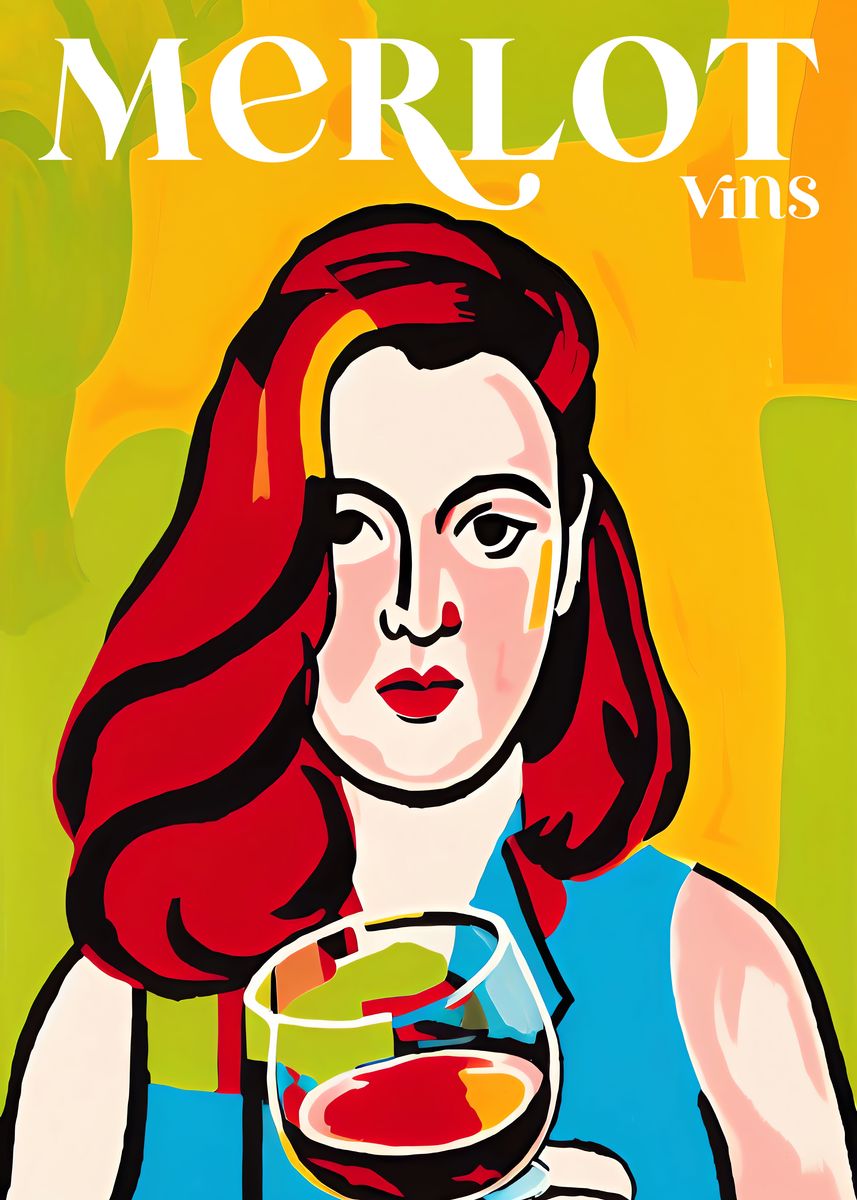 'Merlot Wins Poster' Poster, picture, metal print, paint by BluePinkPanther | Displate