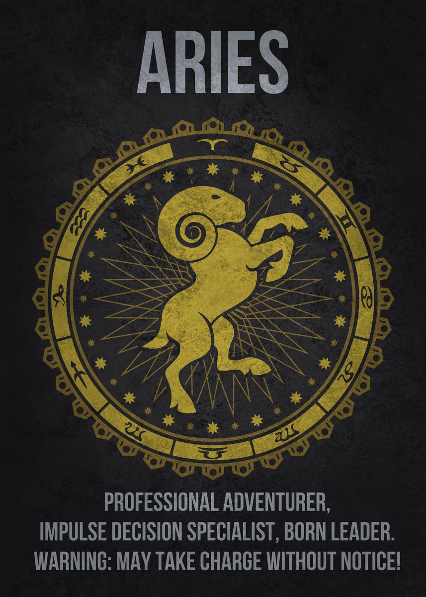 'Aries Funny Zodiac Sign' Poster, picture, metal print, paint by CHAN ...