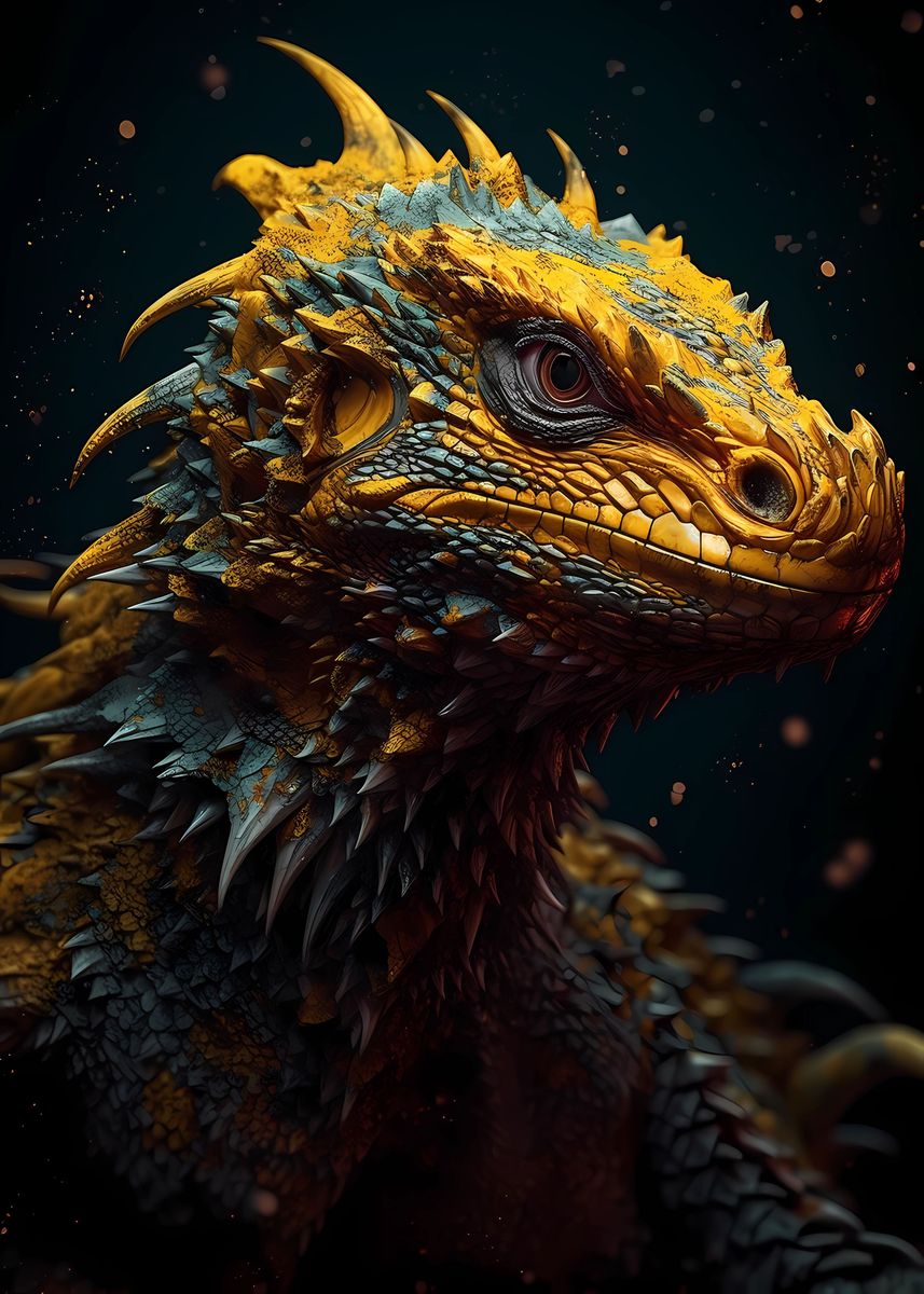 'Mystic Yellow Dragon' Poster by Frank Hirschle | Displate