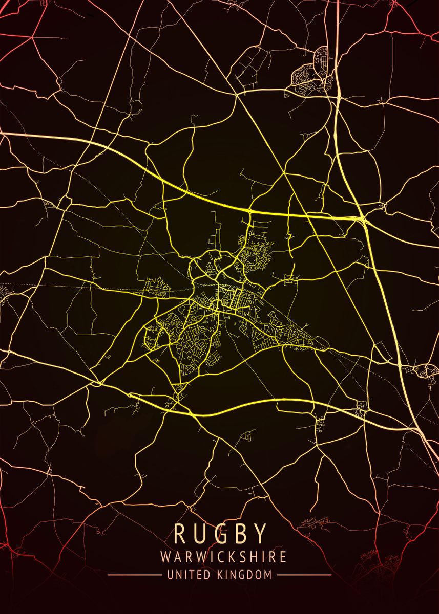 'Rugby UK City Map' Poster, picture, metal print, paint by Gigi Bgm ...