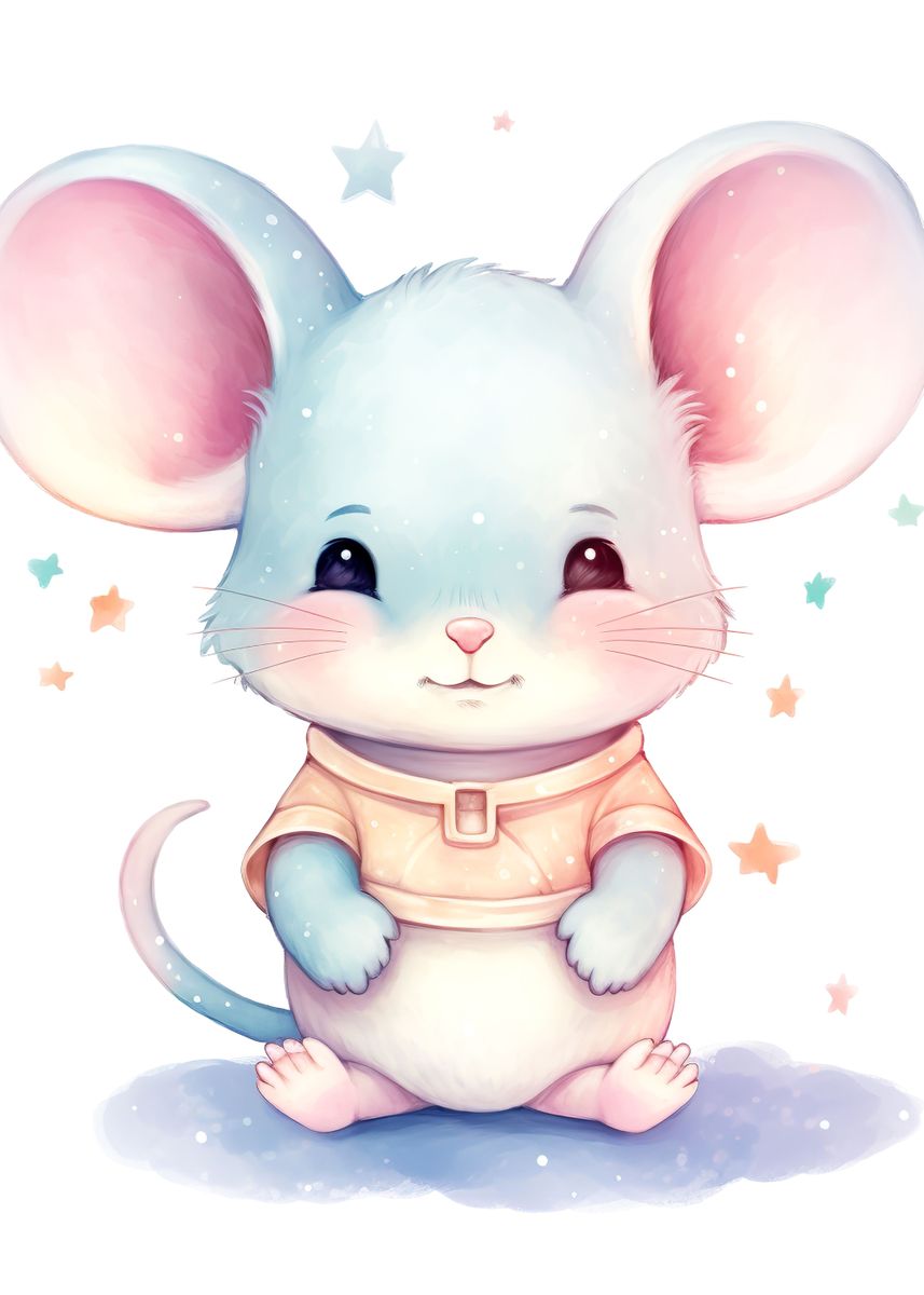 'cute mouse ' Poster, picture, metal print, paint by Kynan Art | Displate