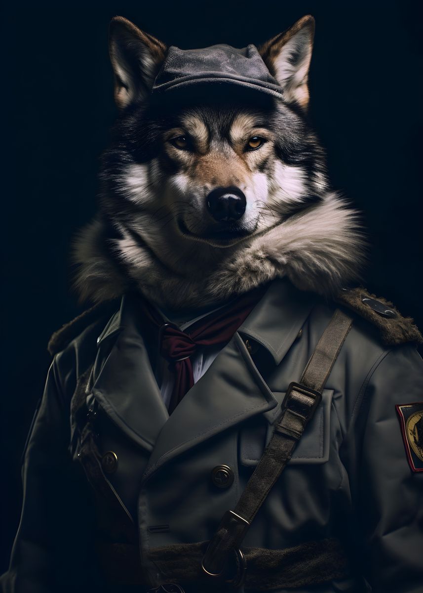 'Military Wolf' Poster, picture, metal print, paint by Makadur | Displate