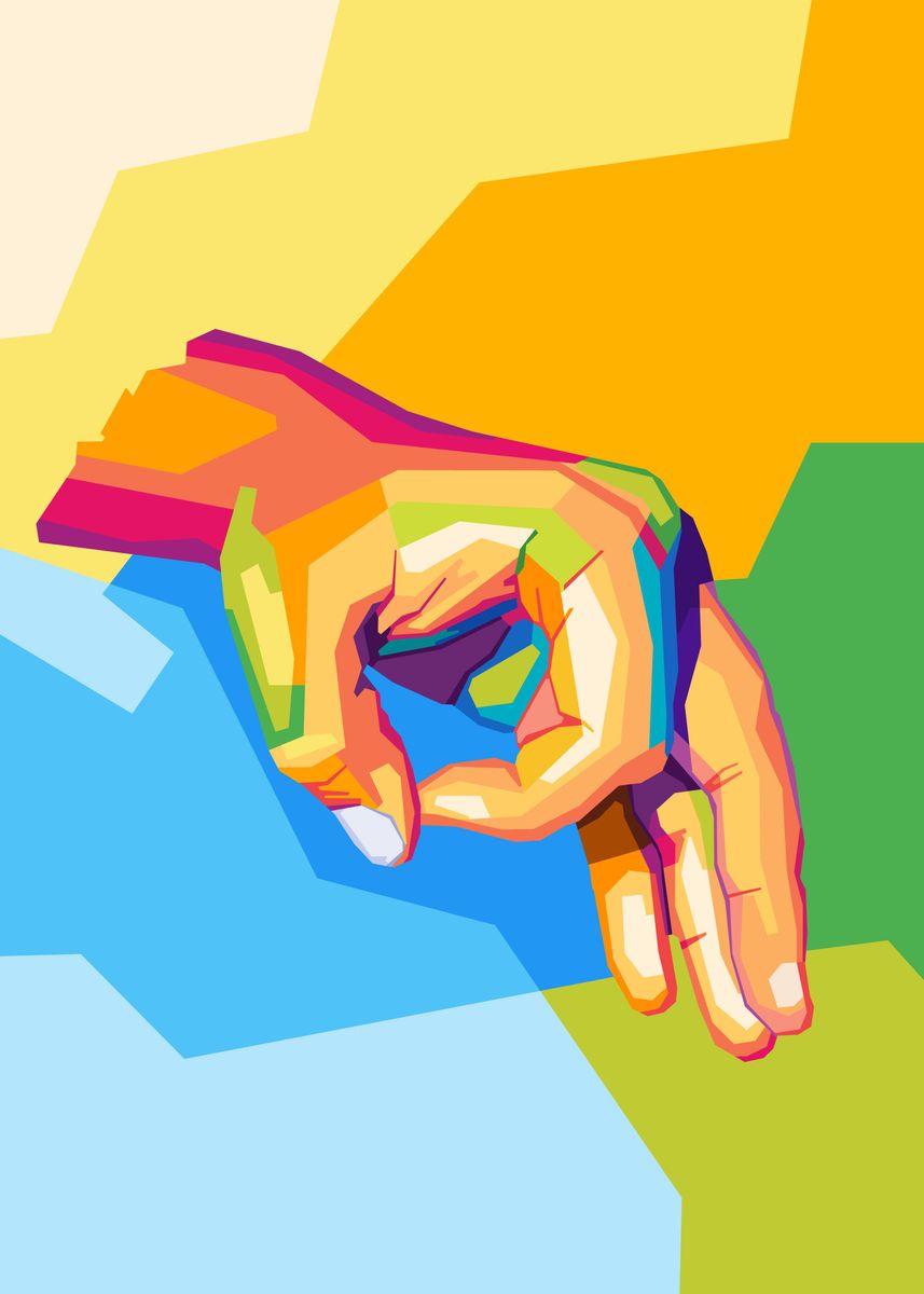 'Circle game hand funny' Poster, picture, metal print, paint by Anthony ...