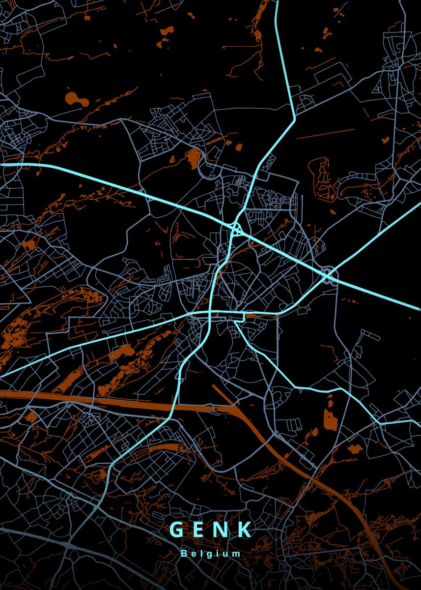 'Genk Belgium Map' Poster by Deeo | Displate