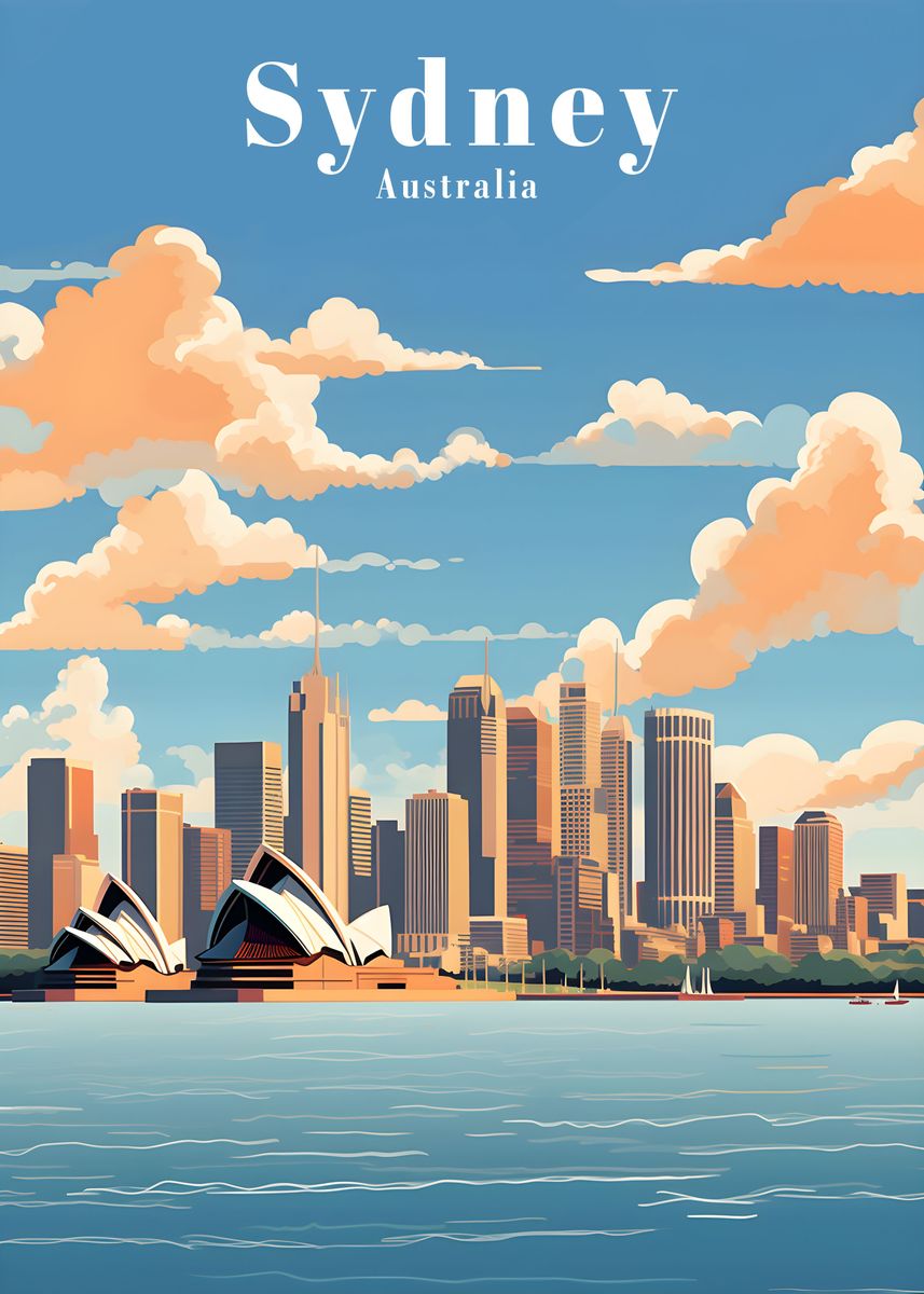 'Sydney Australia Travel' Poster, picture, metal print, paint by Khloi ...