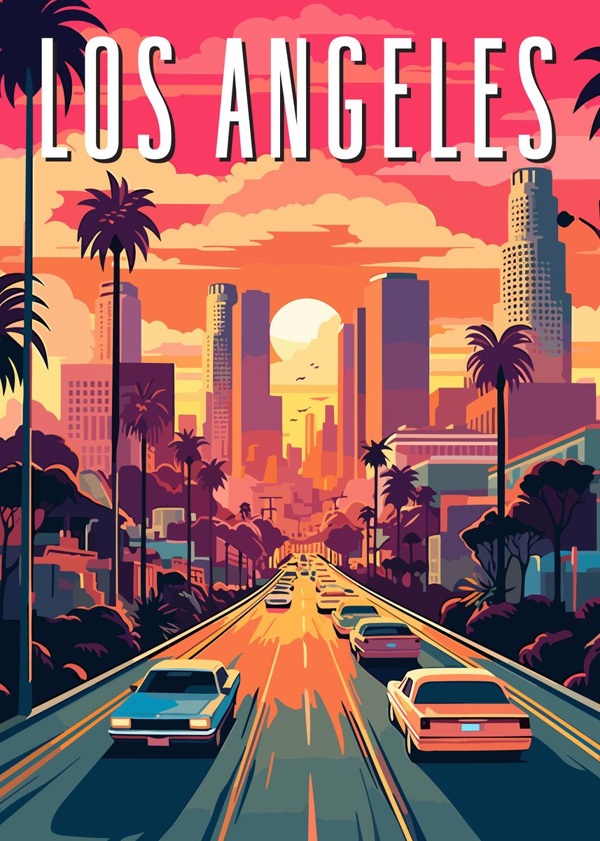 'Los Angeles Street' Poster, picture, metal print, paint by Aisavart ...