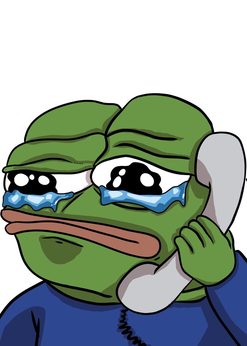 'sad pepe on telephone' Poster, picture, metal print, paint by hafis ...