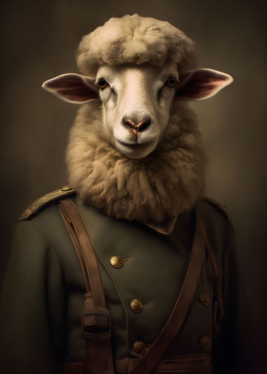 'Military Sheep' Poster, picture, metal print, paint by Makadur | Displate