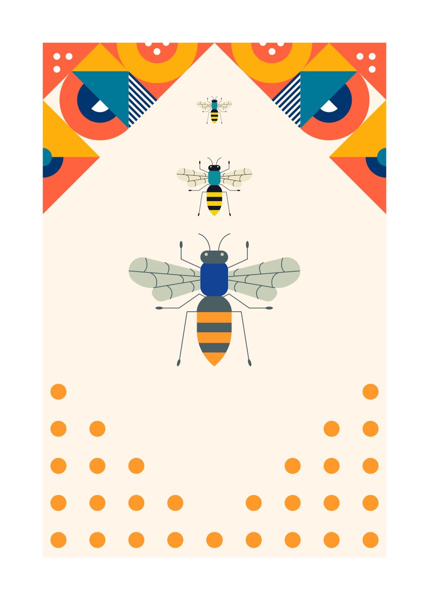 'Bauhaus Insects Minimalist' Poster, picture, metal print, paint by ...