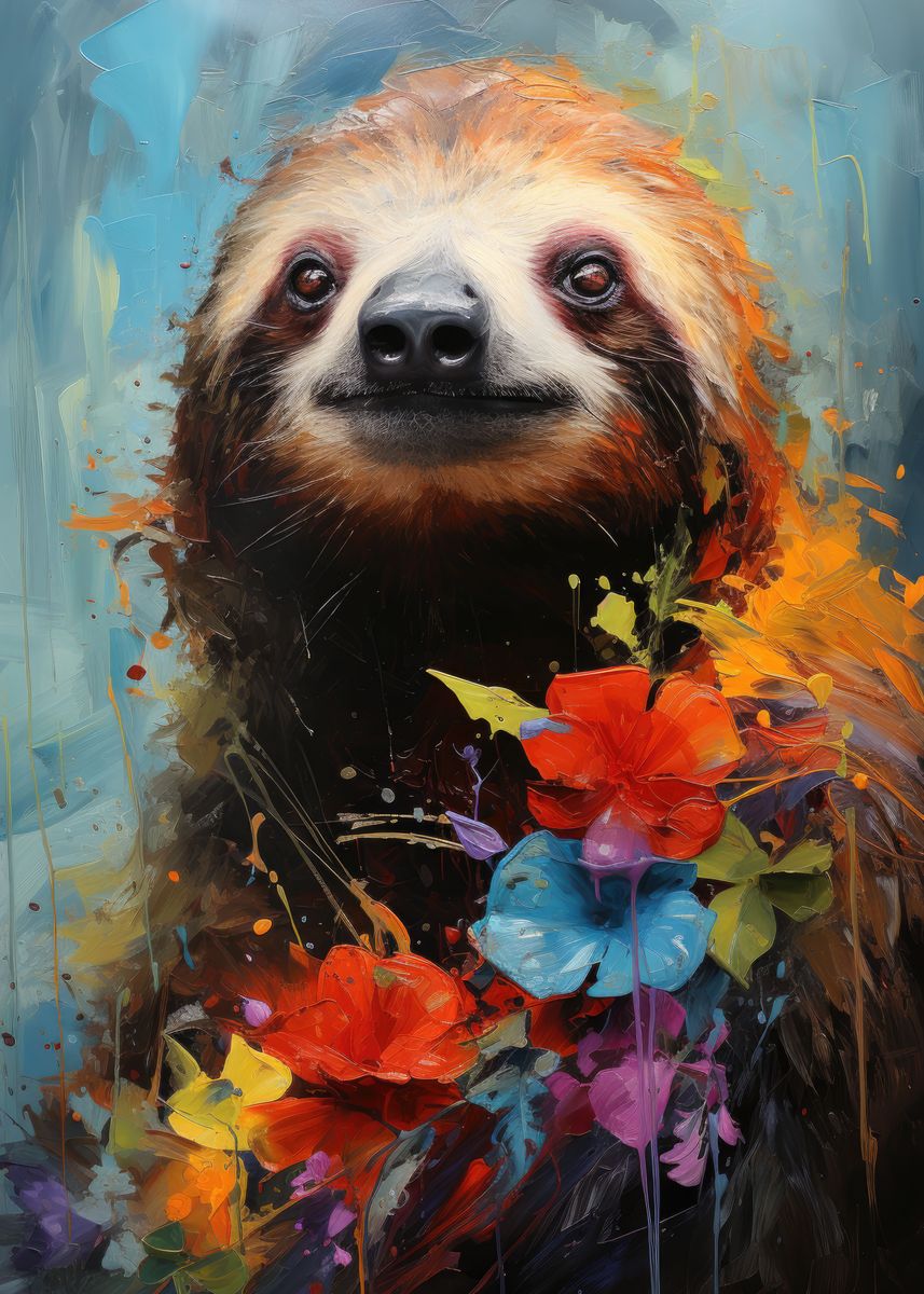 'Sloth Portrait Painting' Poster, picture, metal print, paint by Jensen ...