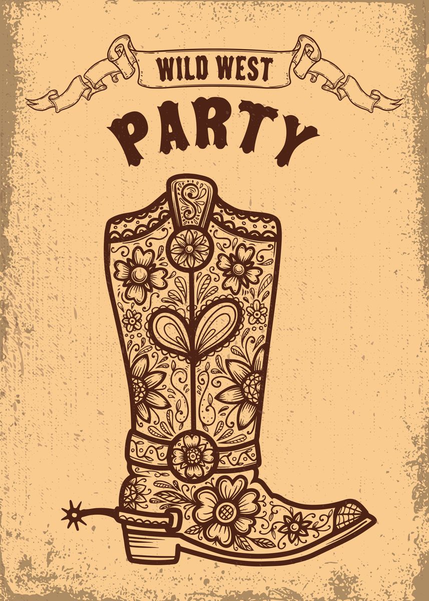 'Wild west party poster' Poster, picture, metal print, paint by ...