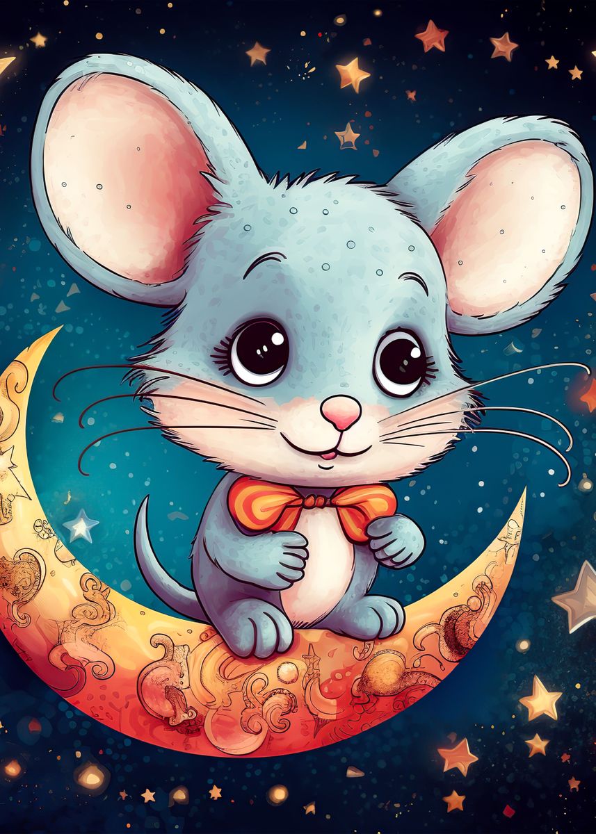 'cute mouse ' Poster, picture, metal print, paint by Kynan Art | Displate