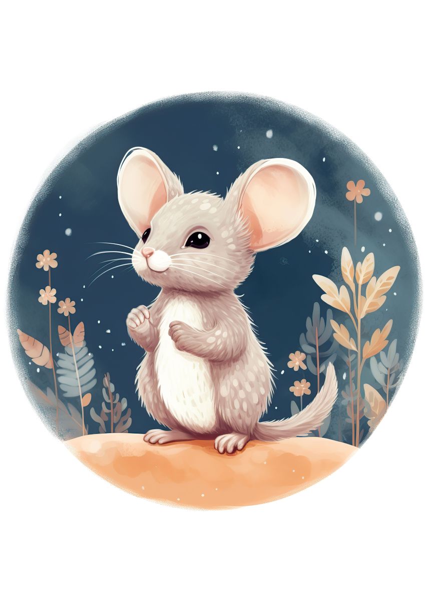 'cute mouse ' Poster, picture, metal print, paint by Kynan Art | Displate