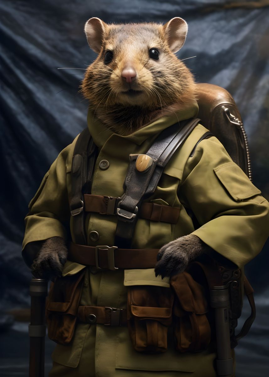 'Military Quokka' Poster, picture, metal print, paint by Makadur | Displate