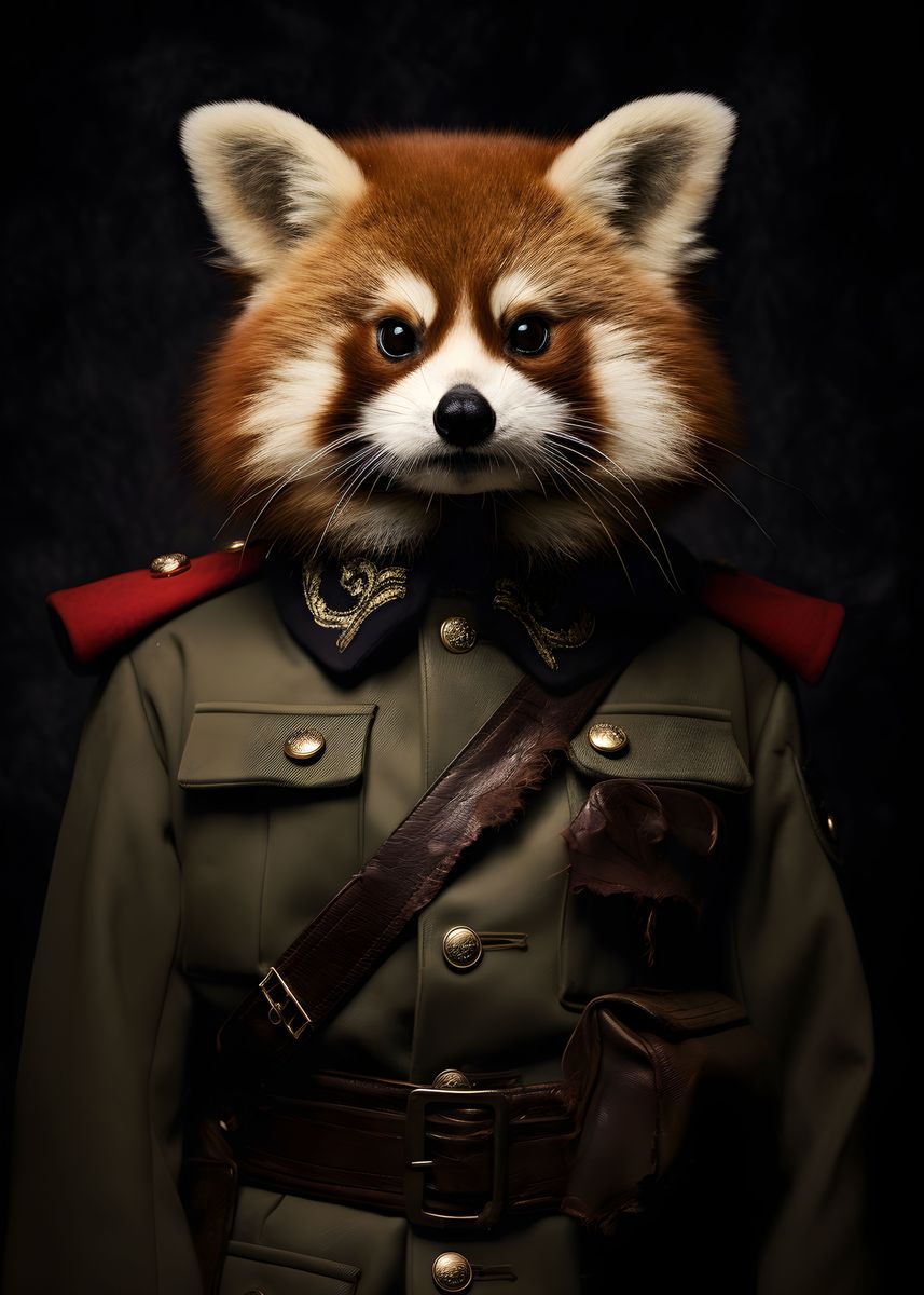 'Military Red Panda' Poster, picture, metal print, paint by Makadur ...