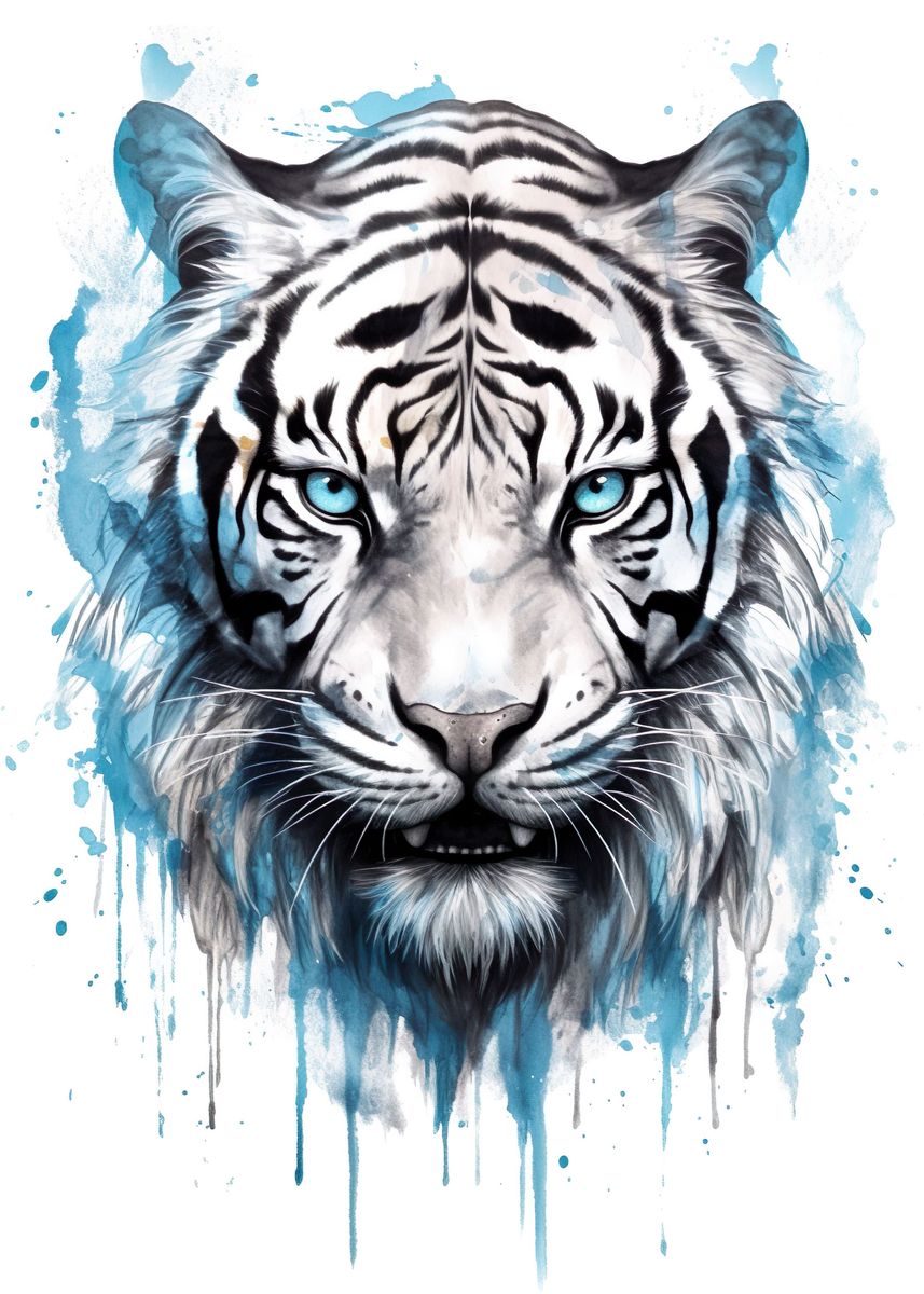 'Siberian Tiger Portrait' Poster by GLITCHED ART | Displate