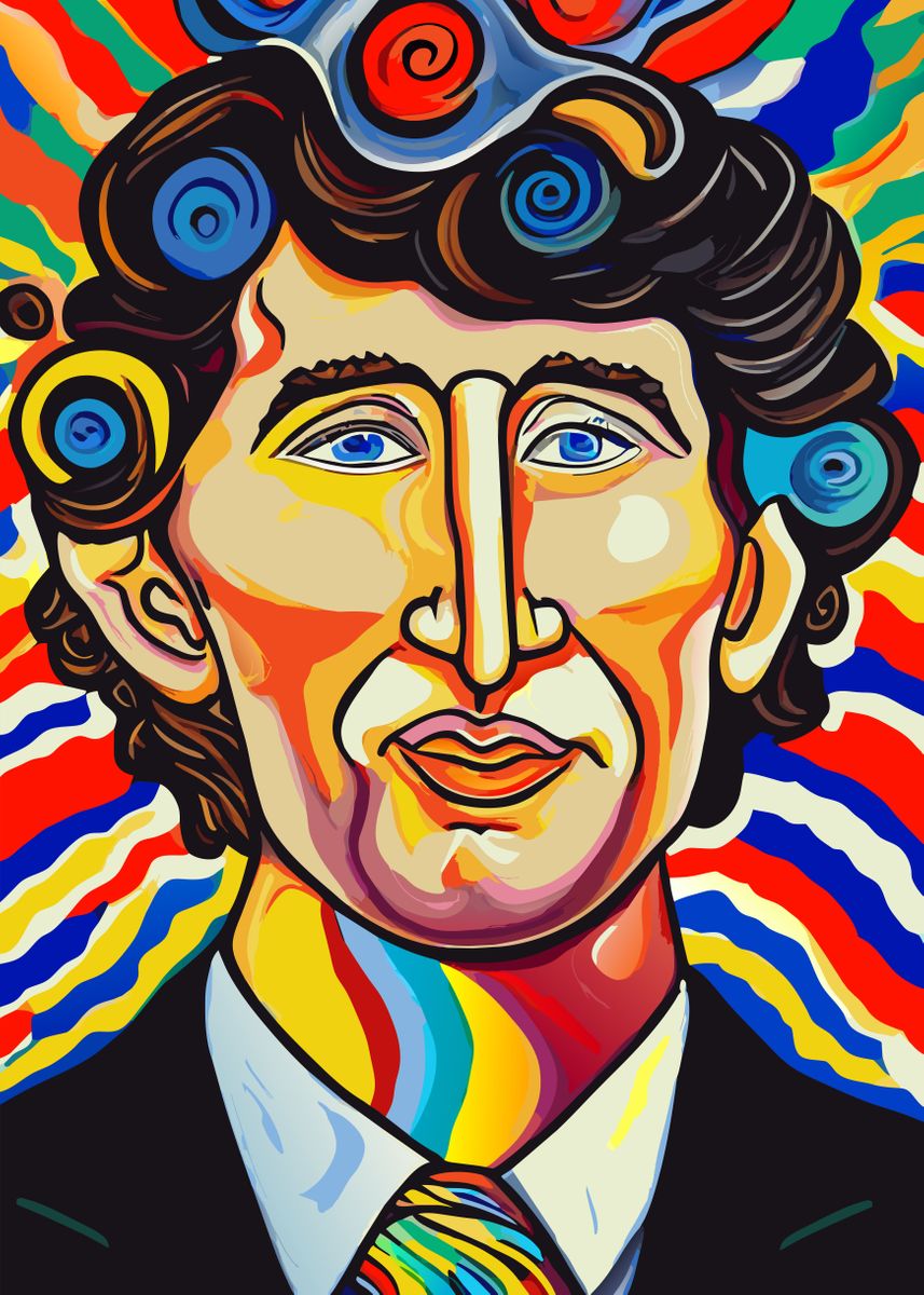 'Funky Justin Trudeau PM' Poster, picture, metal print, paint by Prawny ...